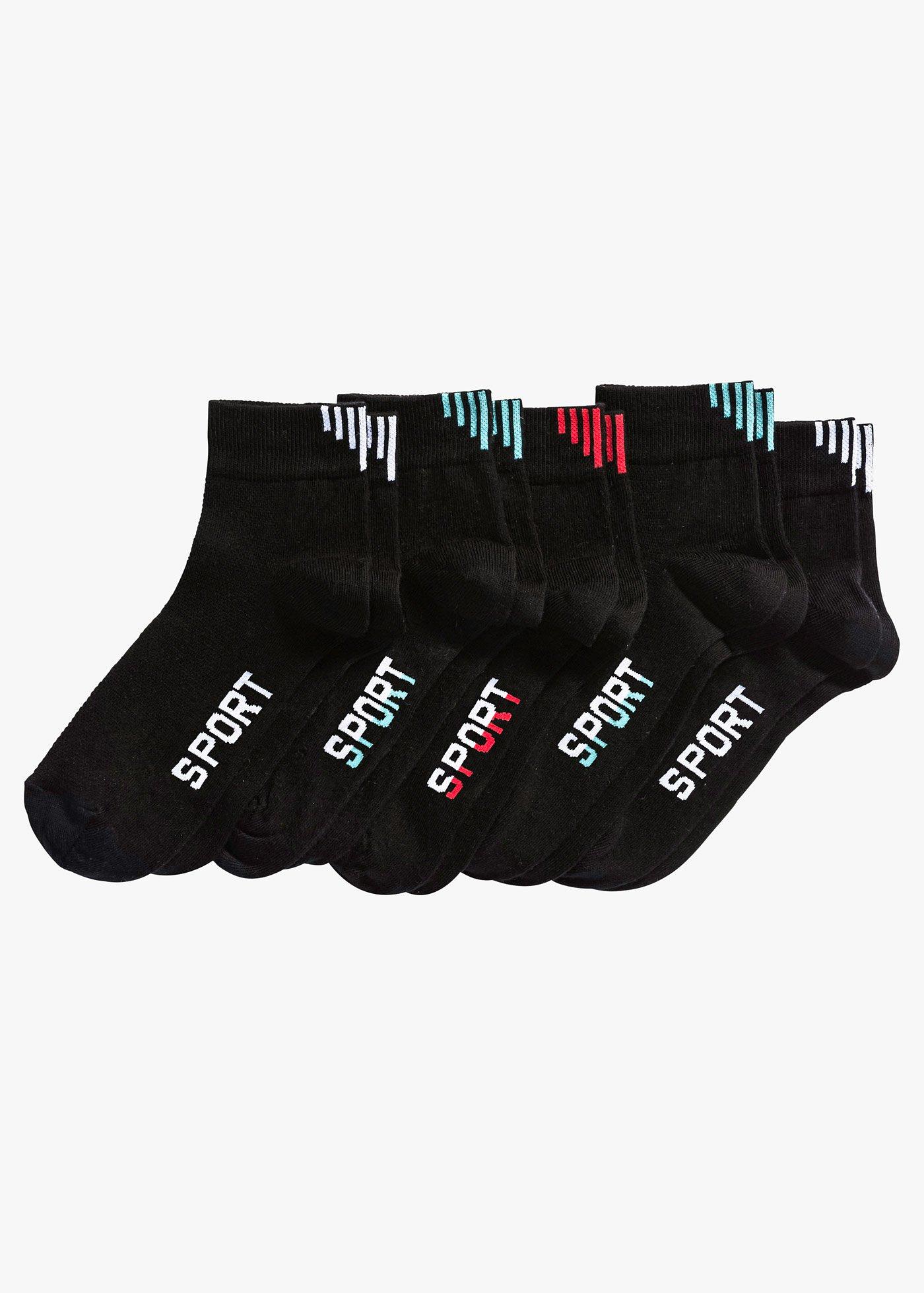 Komfortable Sportsocken mit Schriftzug - schwarz/ farbig