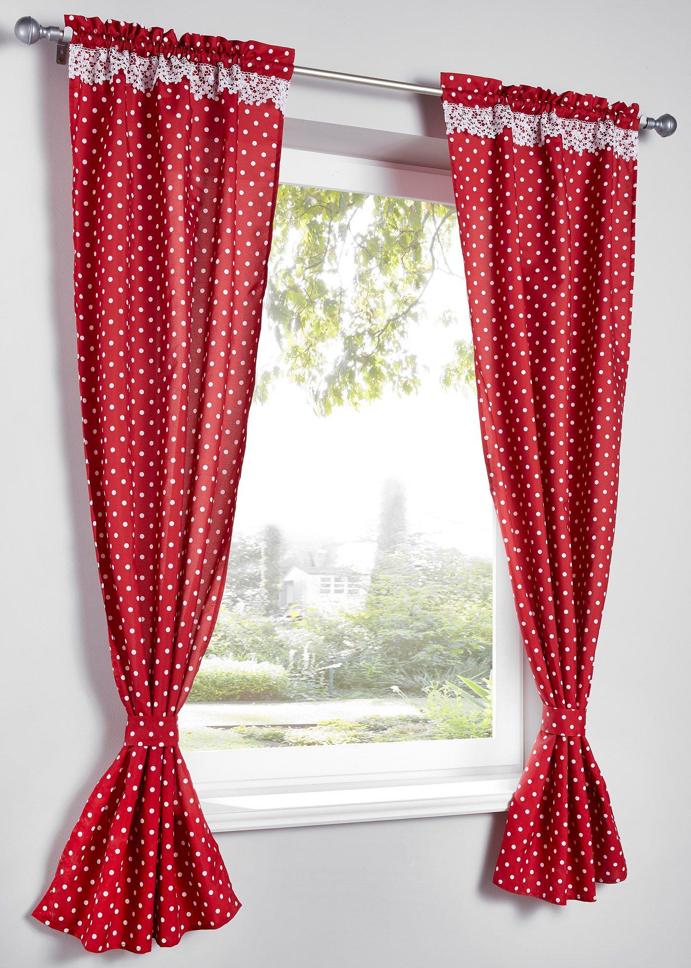 Vorhang-Set in verspielter Optik - rot, Tunnelzug