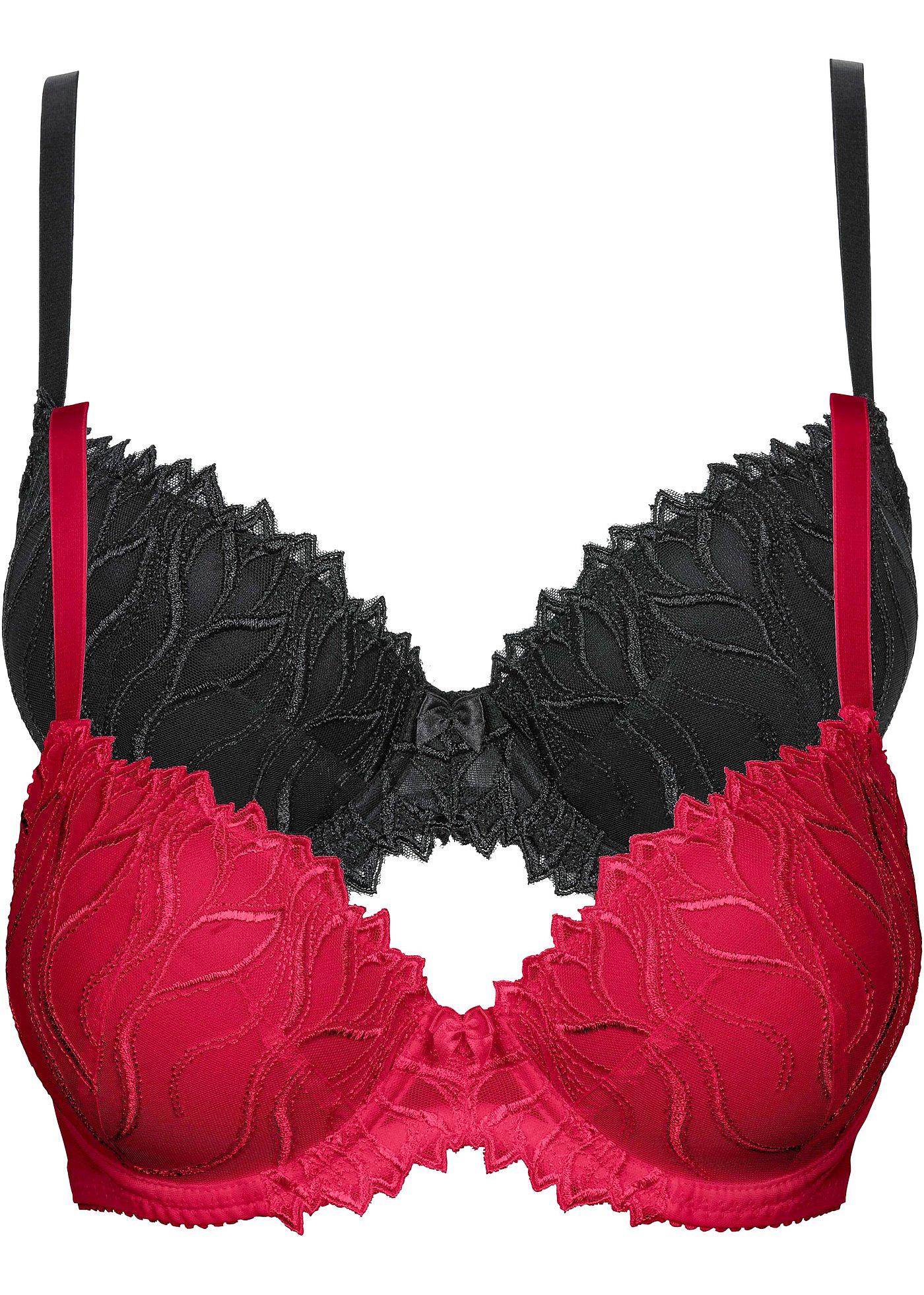 Feminine Bhs Mit Spitze Dunkelrot Schwarz Cup B