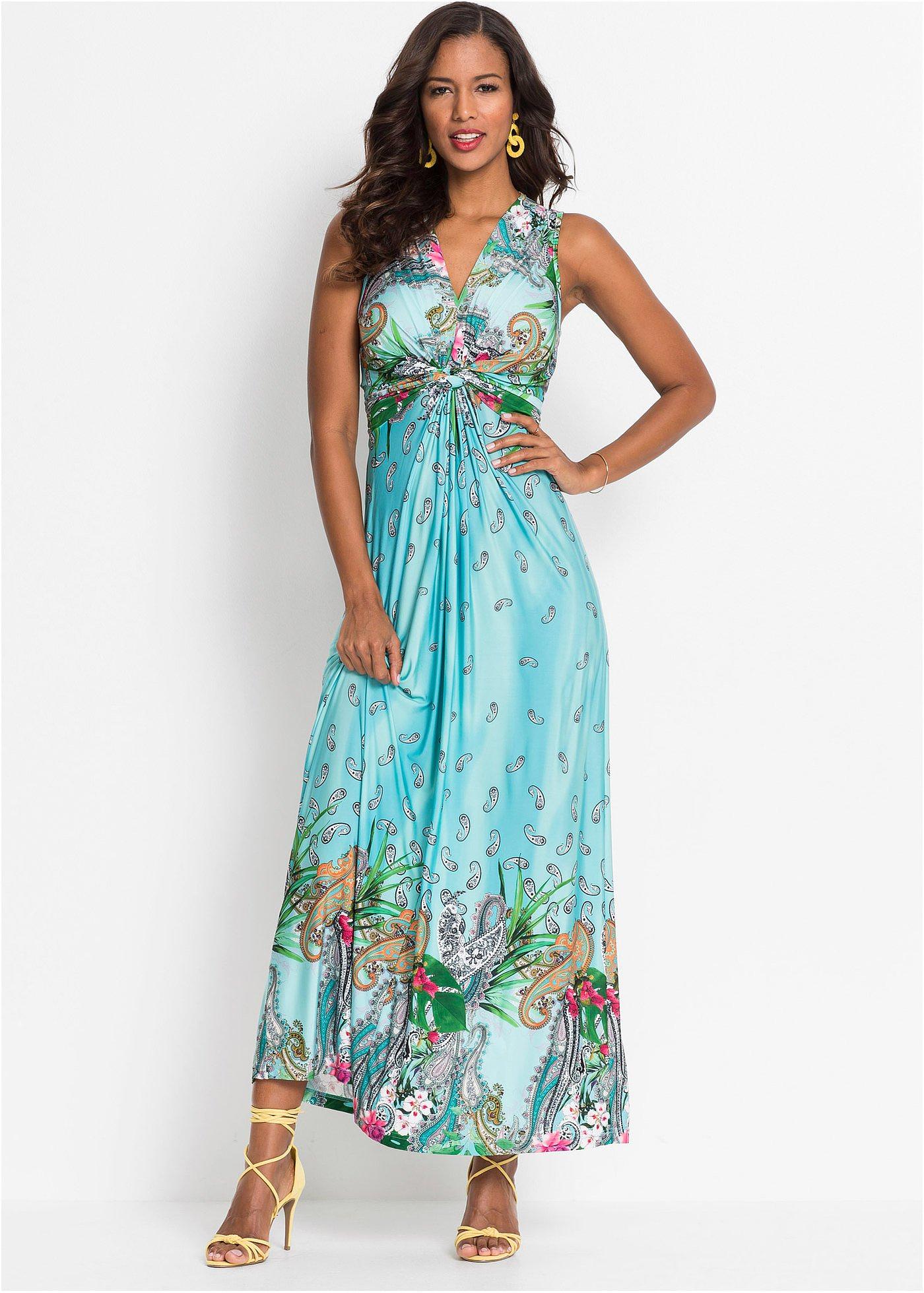 Zauberhaftes Maxikleid mit schönem Muster - türkis paisley, regular