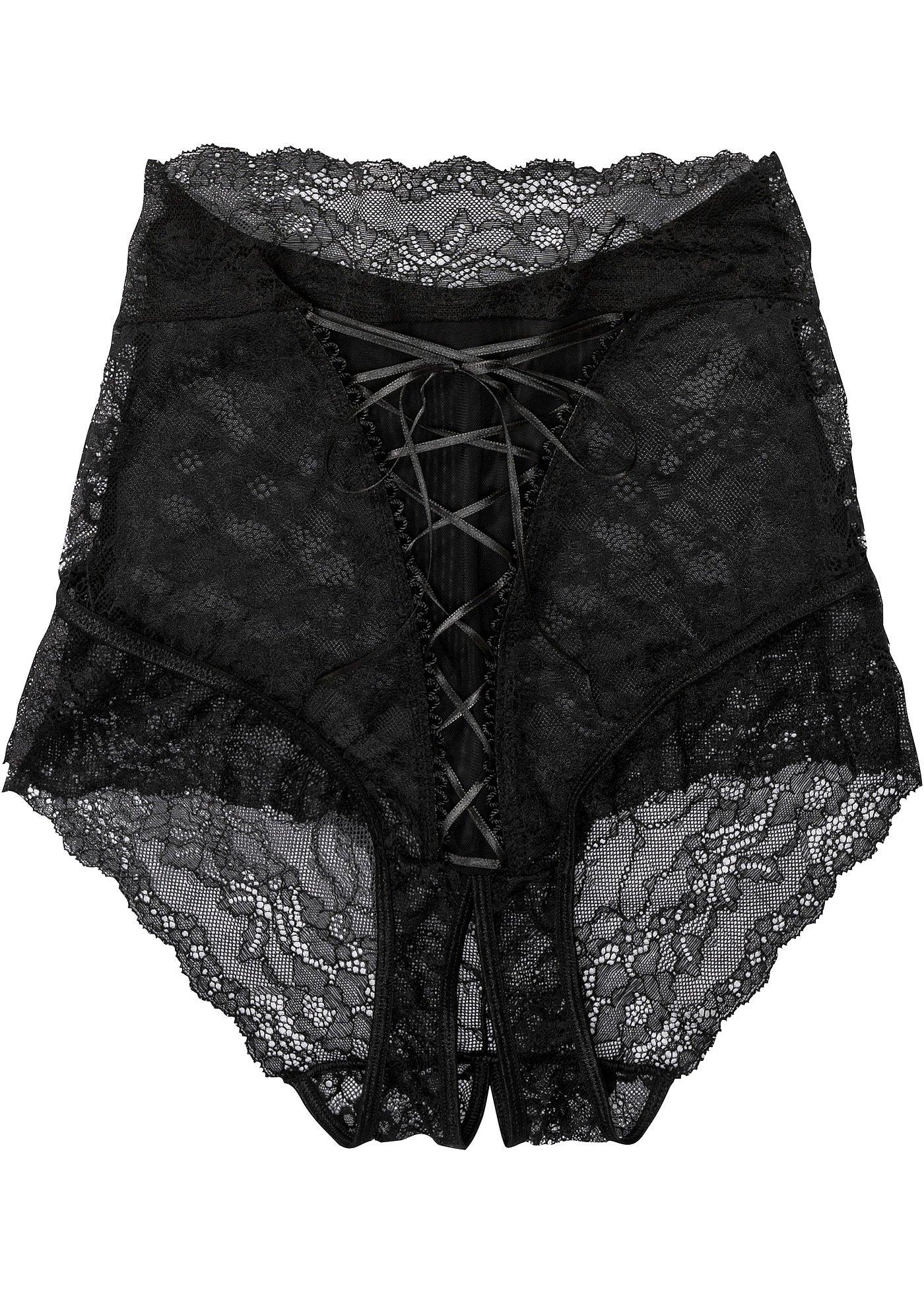 Reizvoller Taillenslip mit Spitze - schwarz