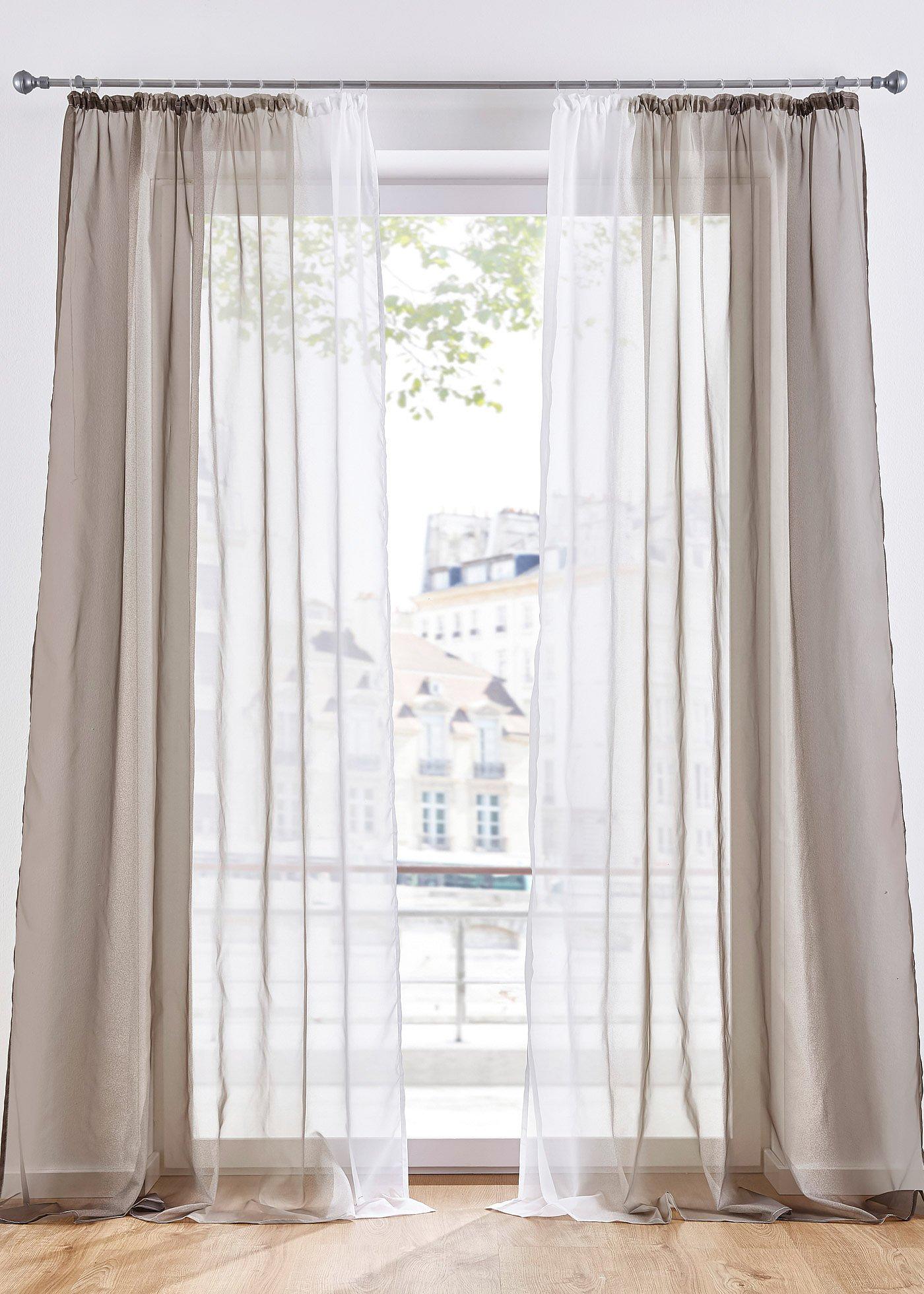 Transparente Gardinen mit modernem Farbverlauf - walnuss, Kräuselband