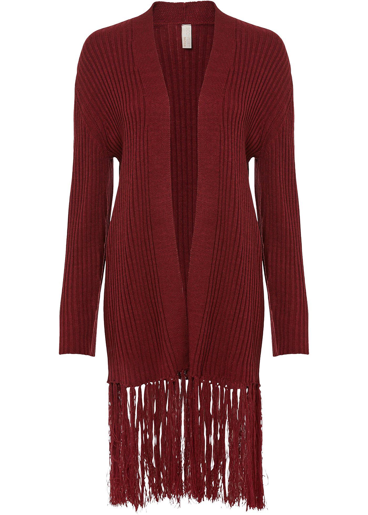 Stylische Jacke mit Fransen für die kommende Jahreszeit - rubinrot