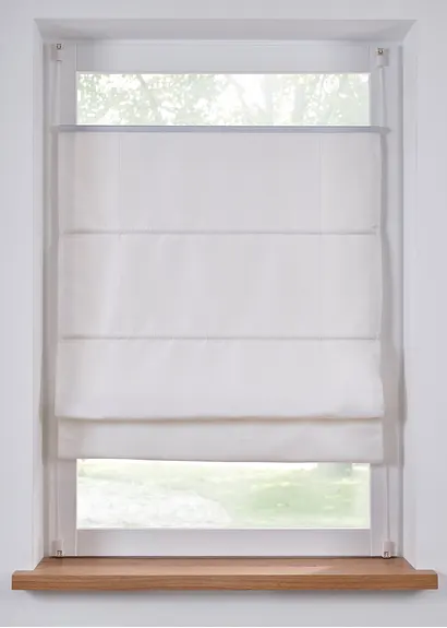 Modernes Faltrollo mit leichtem Sichtschutz - weiß, Tunnelzug