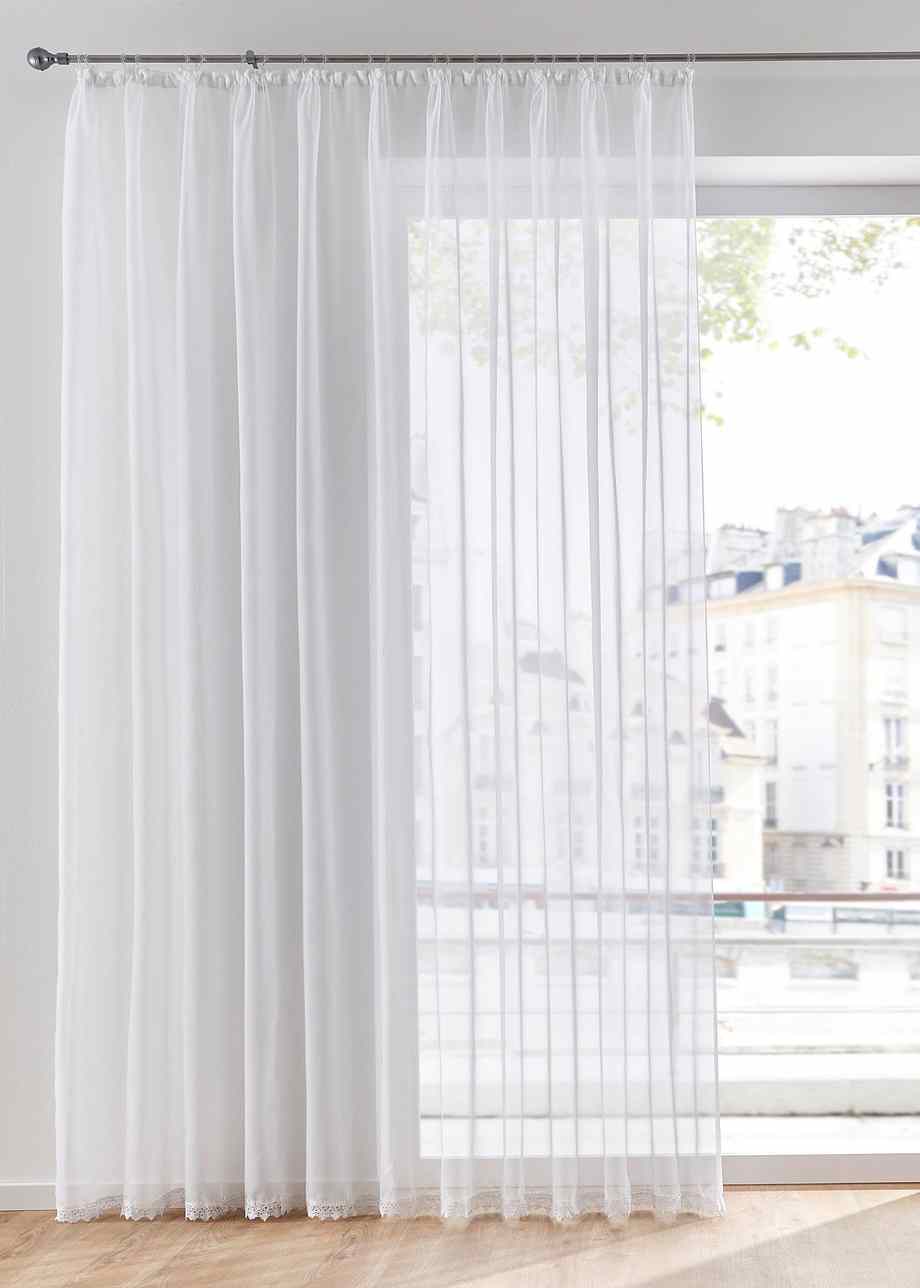 Zarte Spitze und transparentes Gewebe vereinen die Gardine - weiss ...