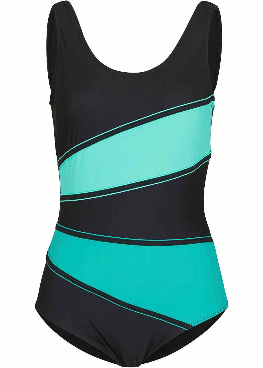 Femininer Shape Badeanzug mit starker Formkraft - schwarz / grün