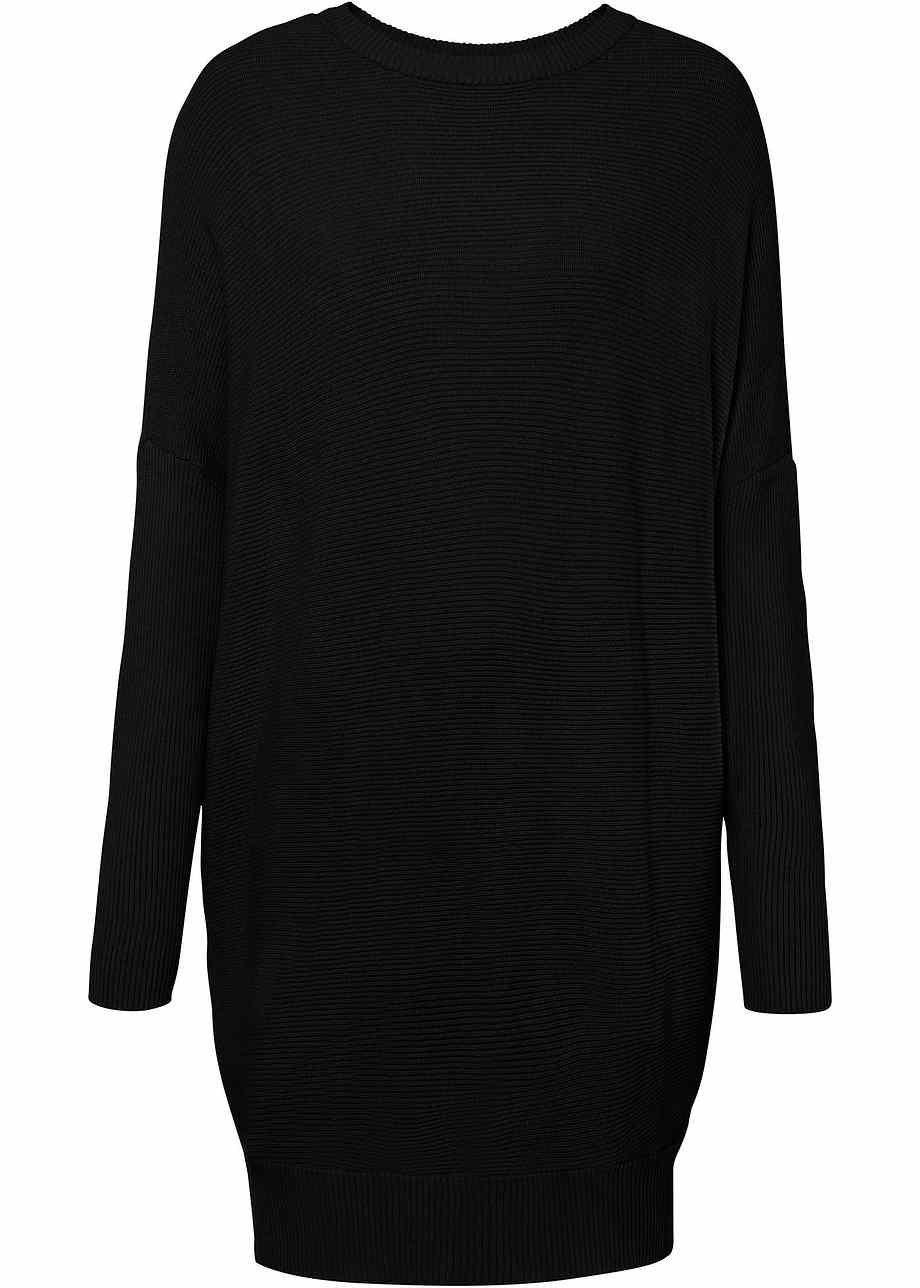 Oversize Long-Pullover hinten länger - schwarz