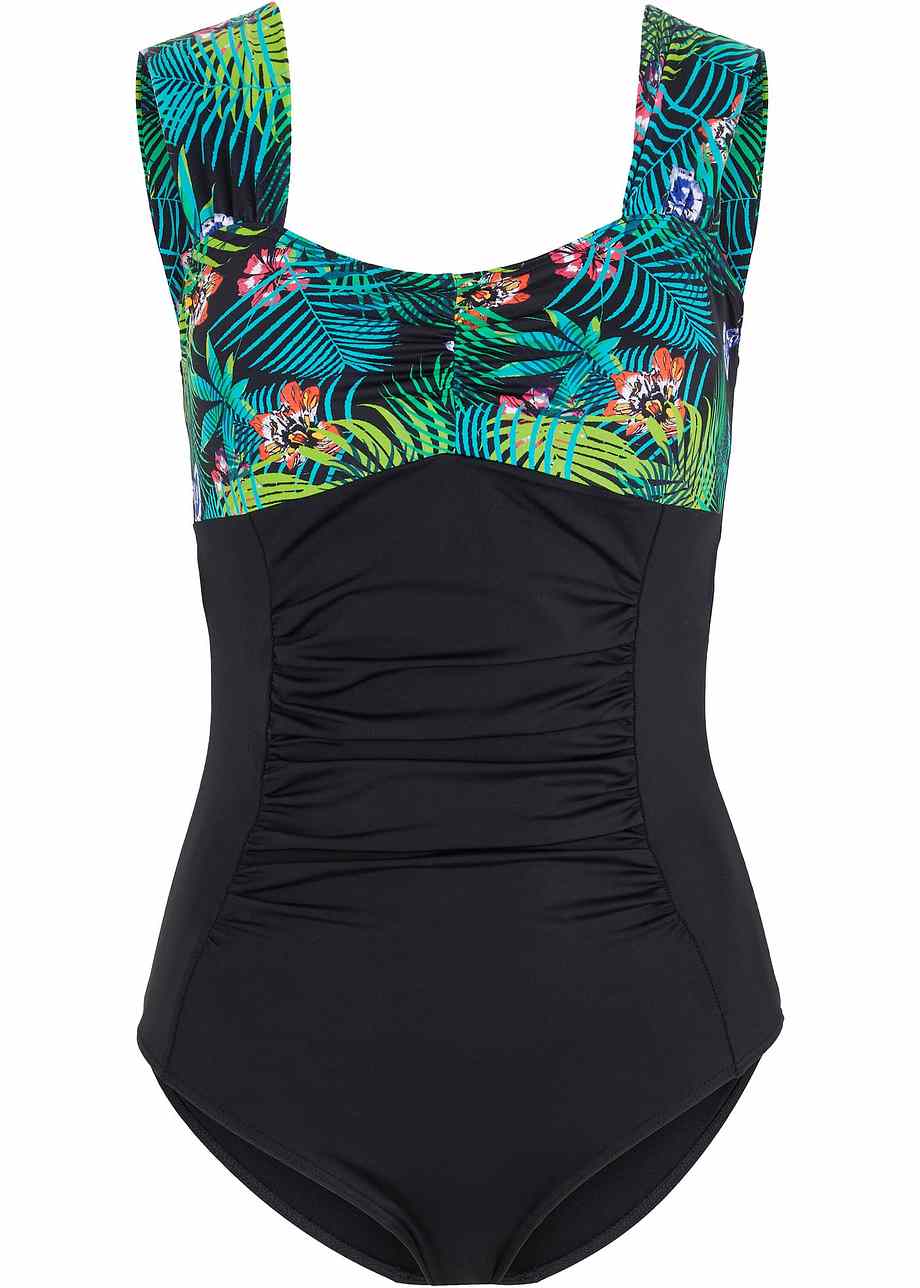 Shape Badeanzug mit mittlerer Formkraft - schwarz/grün floral