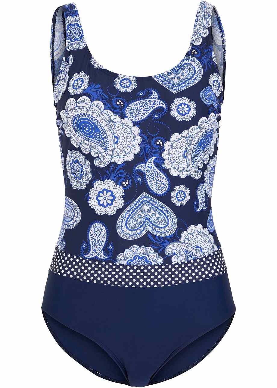 Attraktiver Shape Badeanzug mittlere Formkraft - blau/weiß