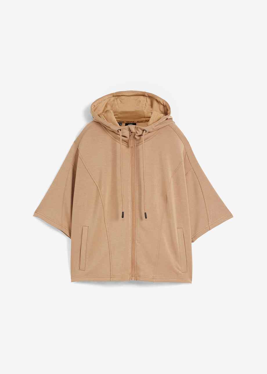 Super Weiche Kurzarm Jacke Mit Mesh Details Camel