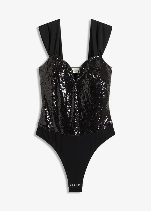 Stylischer Body mit tiefem Ausschnitt vorne - schwarz | bonprix