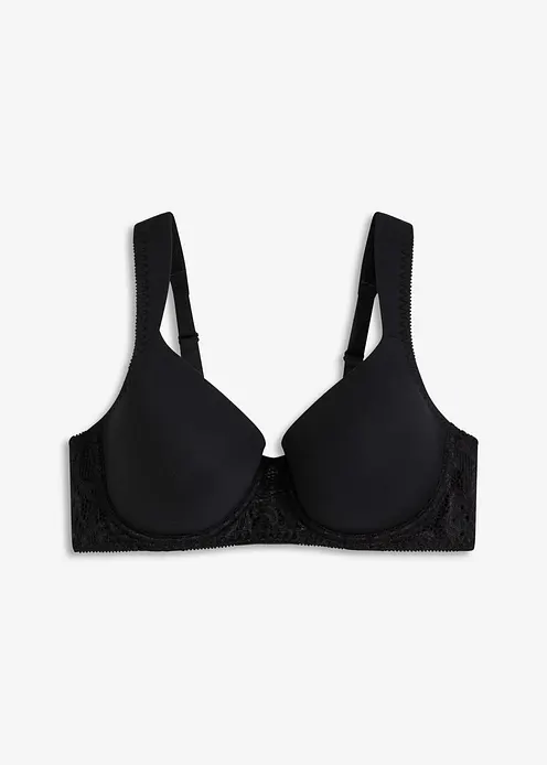 nahtloser BH mit zarter Spitze - schwarz, Cup D - Damen | bonprix