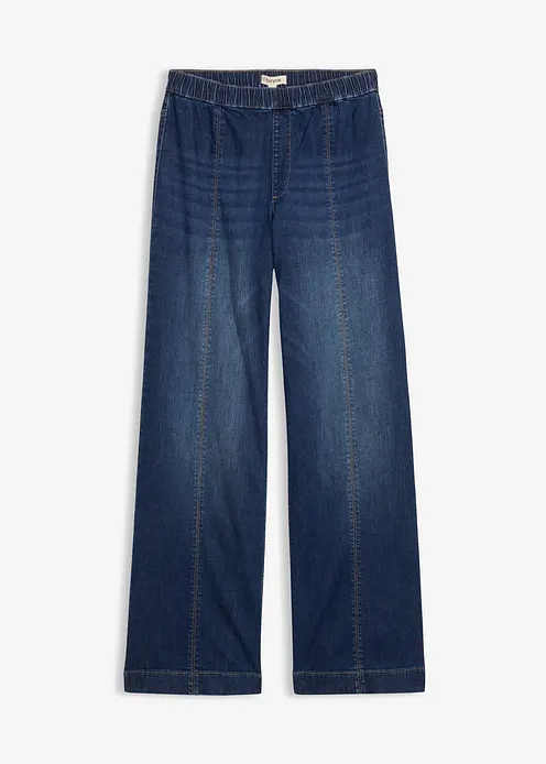 Wide-Leg-Jeans High Waist, Bequembund Full Length - blau, Kurz