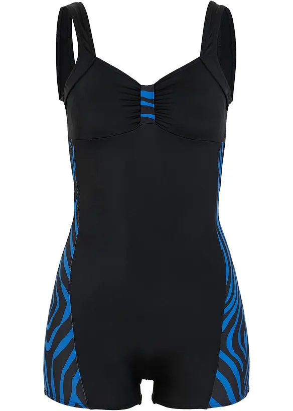 Modischer Badeanzug in sportlicher Form - schwarz | bonprix