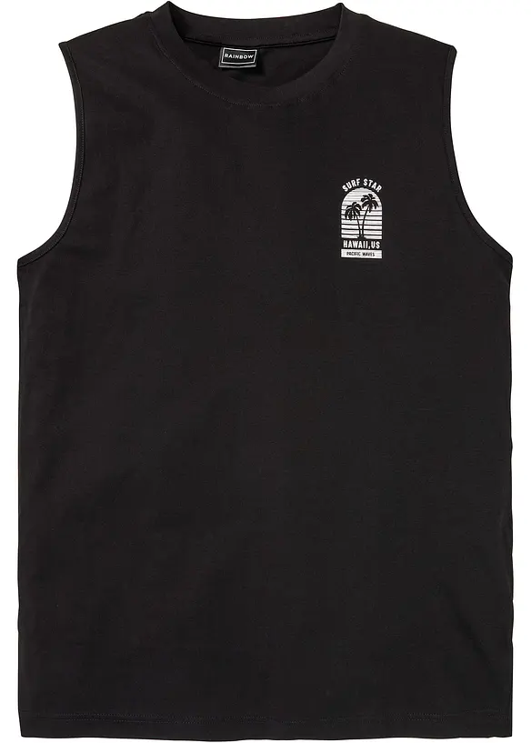 modernes Muskelshirt mit großem Rückendruck und kleinem Frontdruck