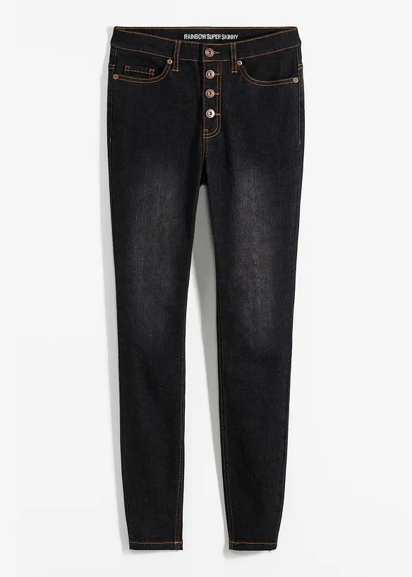 Trendy High Waist Super Skinny-Jeans mit Knopfleiste | bonprix