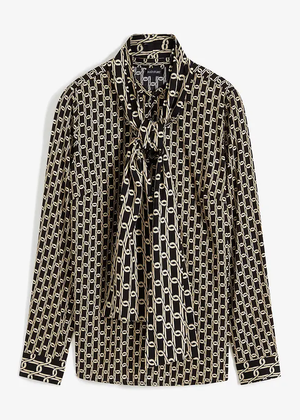 Bluse mit abknöpfbarer Schluppe - schwarz - Damen | bonprix