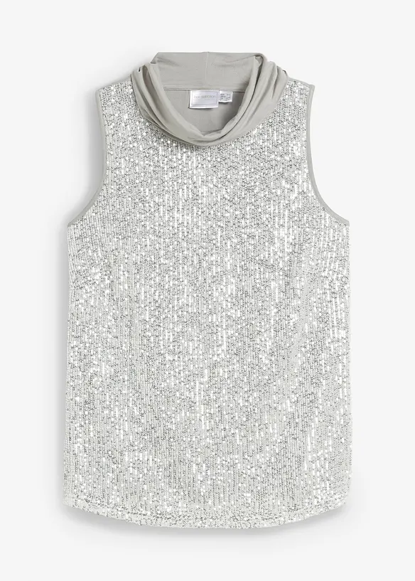 Elegantes Top mit Pailletten - silber - Damen | bonprix