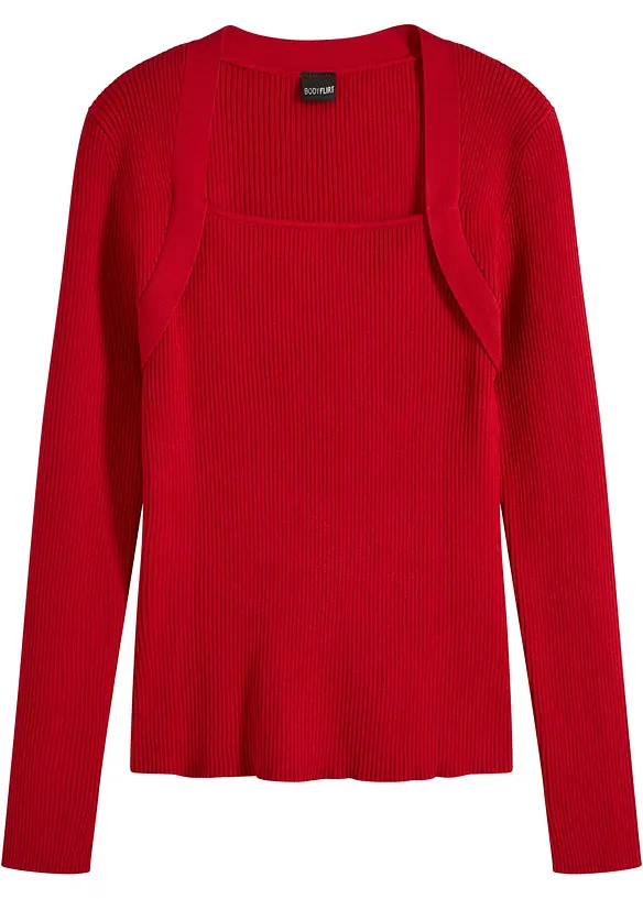 Stylischer Pullover mit Carré-Ausschnitt - rot - Damen | bonprix