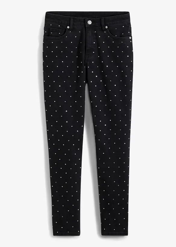 Lässige Jeans mit besonderen Strass-Details - schwarz, regular