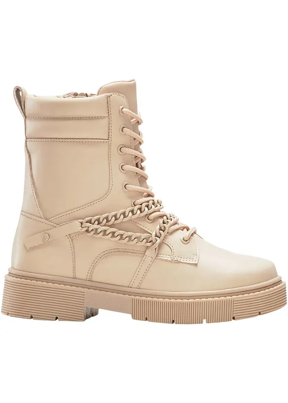Schöner Schnür Boot mit modischen Details - beige | bonprix