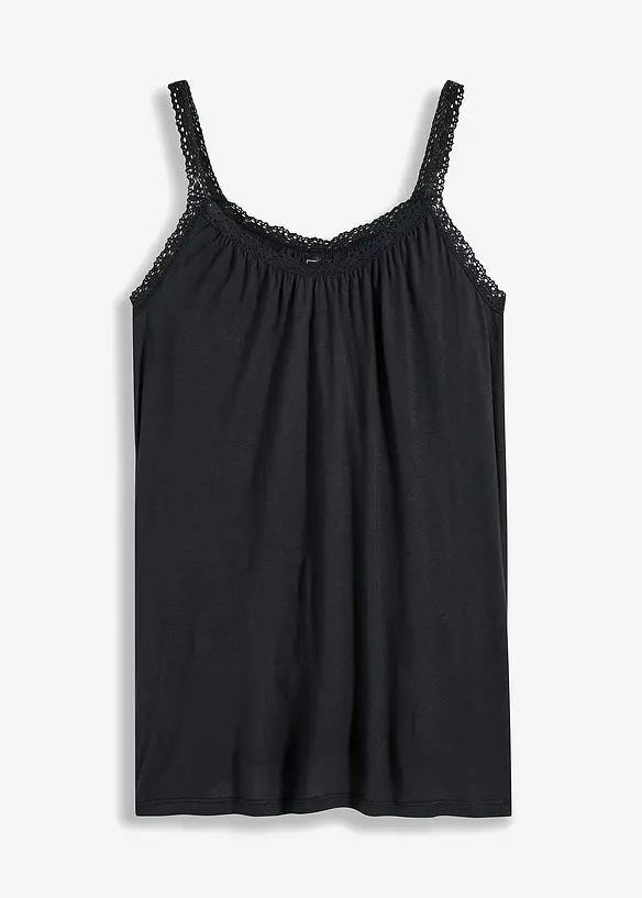 Trendiges Spitzen-Top in legerer Optik - schwarz | bonprix