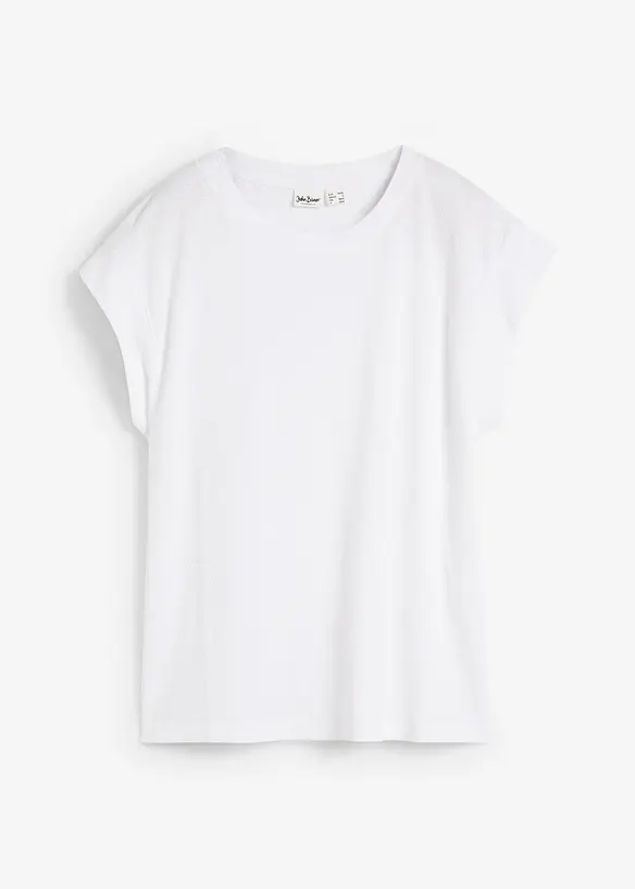 Weites Top aus Strukturjersey - weiß - Damen | bonprix