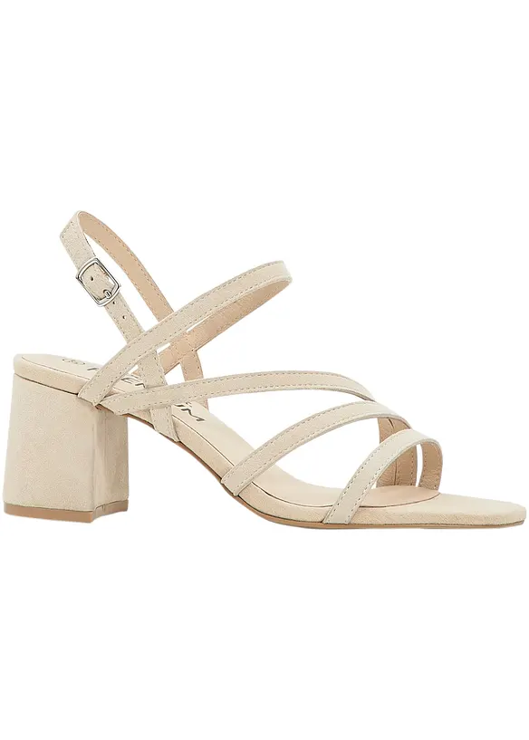 Elegante Sandalette aus Veloursleder - beige - Damen | bonprix