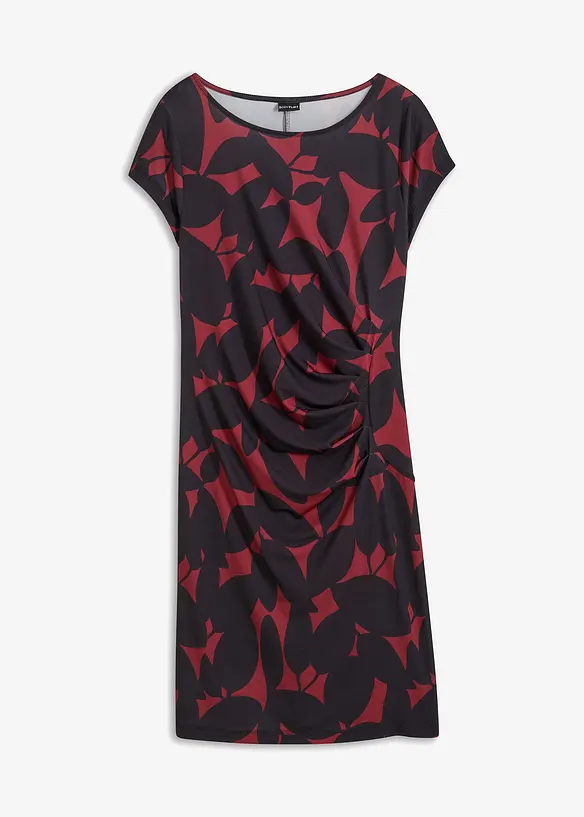 Hübsches Jerseykleid aus recyceltem Polyester mit Raffung vorne