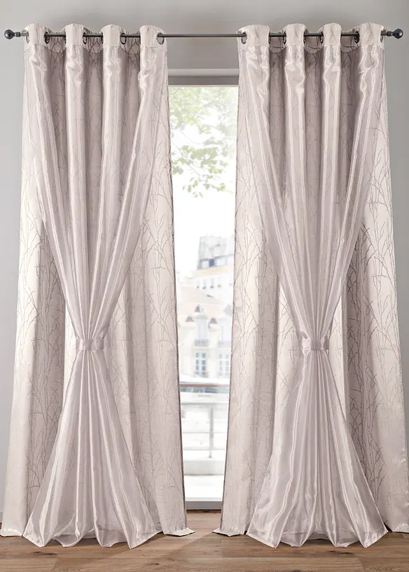 Elegante Fertiggardine in 2-lagen - beige, Ösen | bonprix