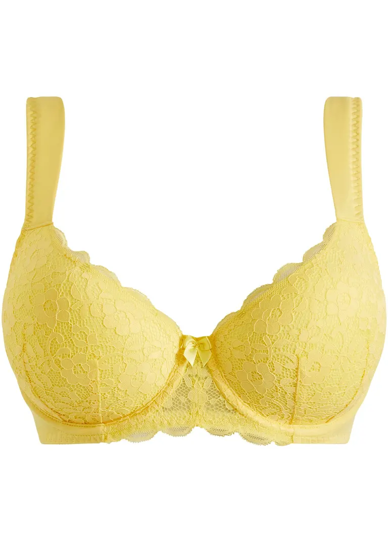 bezaubernder BH mit femininer Spitze - gelb, Cup D | bonprix