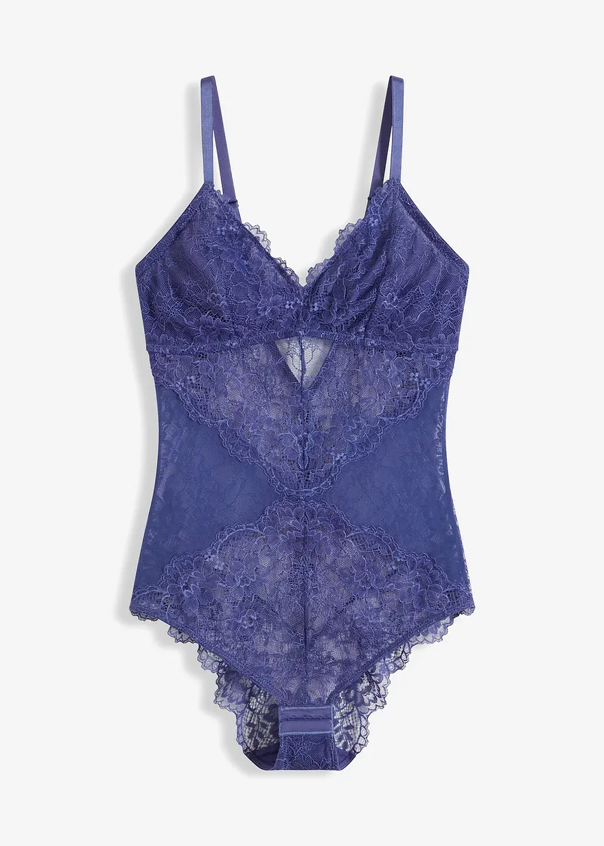 Entzückender Body aus Spitze und Mesh - blau - Damen | bonprix