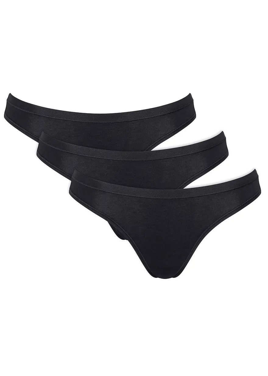3er-Pack Mini-Slips für jeden Tag - 3x schwarz - Damen | bonprix